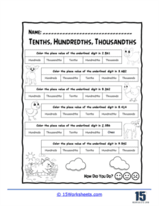 Tenth, Hundredths, Thousandths Worksheets - 15 Worksheets.com