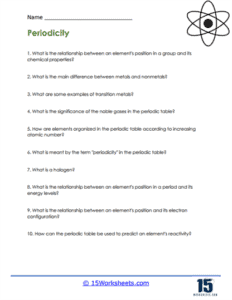 Periodic Table of Elements Worksheets | Identification & Trends - 15 ...