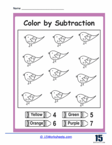 Color By Subtraction Worksheets - 15 Worksheets.com