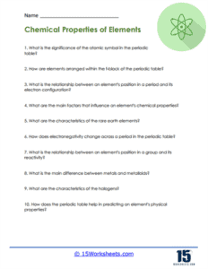 Periodic Table of Elements Worksheets | Identification & Trends - 15 ...
