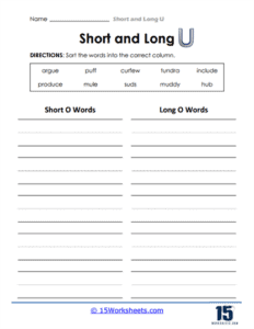 Short and Long U Worksheets - 15 Worksheets.com