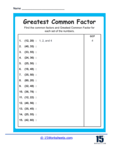Greatest Common Factors Worksheets | GCF Practice & Drills - 15 ...