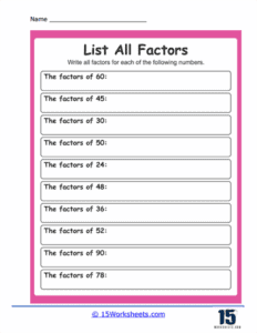 List All Factors Worksheets | Free Printable Practice- 15 Worksheets.com