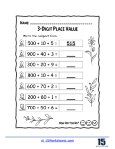 3-Digit Place Value Worksheets - 15 Worksheets.com