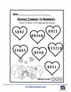 Adding Commas to Numbers Worksheets | Formatting - 15 Worksheets.com
