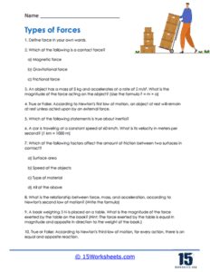Forces and Motion Worksheets - 15 Worksheets.com