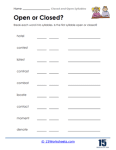 Closed and Open Syllables Worksheets - 15 Worksheets.com