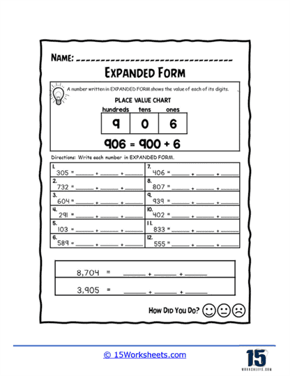 Expanded Form Worksheets 15 Worksheets