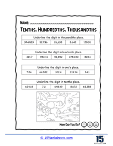 Tenth, Hundredths, Thousandths Worksheets - 15 Worksheets.com
