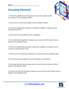 Periodic Table of Elements Worksheets | Identification & Trends - 15 ...