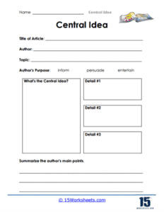 Central Ideas Worksheets - 15 Worksheets.com