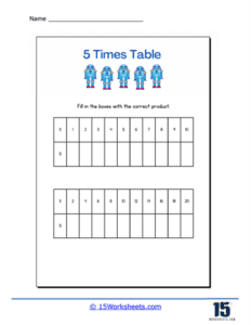 5 Times Tables Worksheets - 15 Worksheets.com
