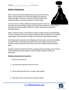 Volcanoes Worksheets | Eruptions, Types & Components - 15 Worksheets.com