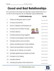 Relationships Worksheets | Personal Skills - 15 Worksheets.com