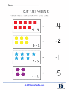 Subtract Within 10 Worksheets - 15 Worksheets.com