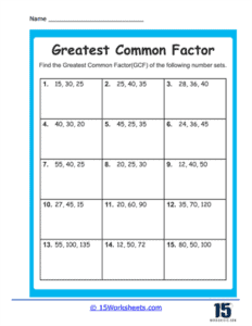 Greatest Common Factors Worksheets | GCF Practice & Drills - 15 ...