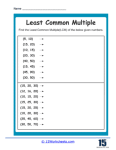Least Common Multiples Worksheets | Factors - 15 Worksheets.com