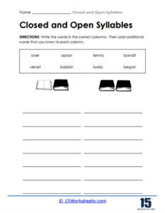 Closed and Open Syllables Worksheets - 15 Worksheets.com