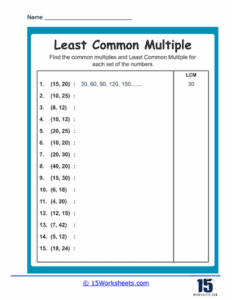 Least Common Multiples Worksheets | Factors - 15 Worksheets.com