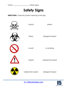 Safety Signs Worksheets | Daily Life Skills - 15 Worksheets.com