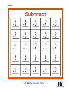 Subtract Within 10 Worksheets - 15 Worksheets.com