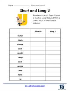 Short and Long U Worksheets - 15 Worksheets.com