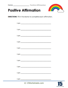 Positive Affirmations Worksheets | Mindset Series - 15 Worksheets.com