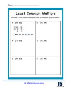 Least Common Multiples Worksheets | Factors - 15 Worksheets.com