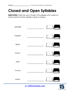 Closed and Open Syllables Worksheets - 15 Worksheets.com