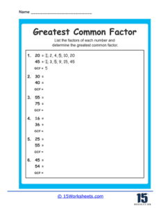 Greatest Common Factors Worksheets | GCF Practice & Drills - 15 ...