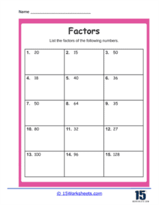 List All Factors Worksheets | Free Printable Practice- 15 Worksheets.com