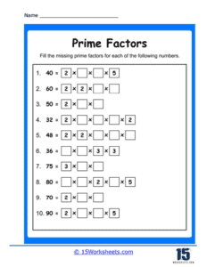 Prime Factorization Worksheets | Numeric Reasoning - 15 Worksheets.com