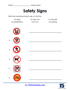 Safety Signs Worksheets | Daily Life Skills - 15 Worksheets.com