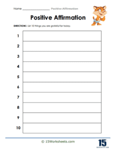 Positive Affirmations Worksheets | Mindset Series - 15 Worksheets.com
