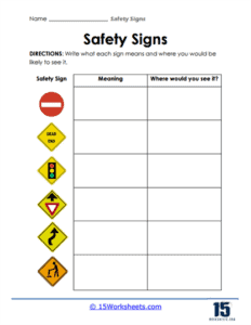 Safety Signs Worksheets | Daily Life Skills - 15 Worksheets.com