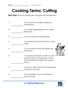 Cooking Terms Worksheets - 15 Worksheets.com