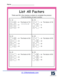 List All Factors Worksheets | Free Printable Practice- 15 Worksheets.com