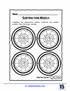 Subtraction Wheels Worksheets - 15 Worksheets.com