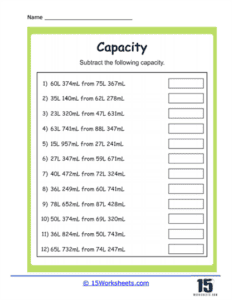 Capacity Worksheets - 15 Worksheets.com