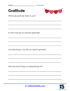 Gratitude Worksheets | Reflection & Positive Growth - 15 Worksheets.com