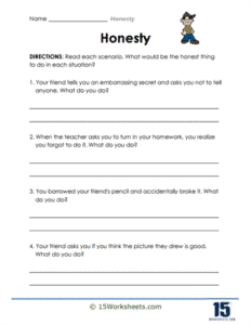 Honesty Worksheets - 15 Worksheets.com