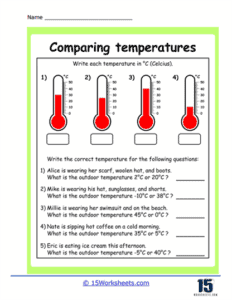 Comparing Temperatures Worksheets - 15 Worksheets.com