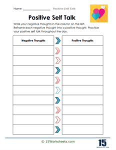 Positive Self Talk Worksheets | Mindset Series - 15 Worksheets.com