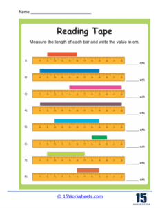 Reading Tape Measures Worksheets | Measurement - 15 Worksheets.com