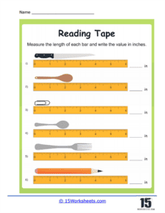 Reading Tape Measures Worksheets | Measurement - 15 Worksheets.com