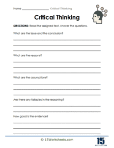 Critical Thinking Worksheets | Analyze, Evaluate & Question - 15 ...