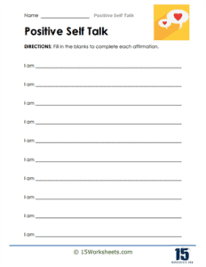 Positive Self Talk Worksheets | Mindset Series - 15 Worksheets.com