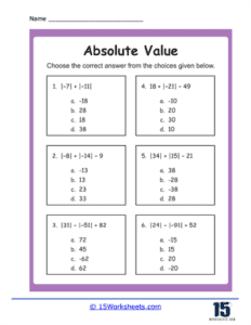 Absolute Value Worksheets - 15 Worksheets.com