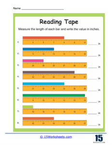 Reading Tape Measures Worksheets | Measurement - 15 Worksheets.com