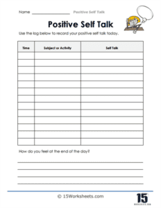 Positive Self Talk Worksheets | Mindset Series - 15 Worksheets.com
